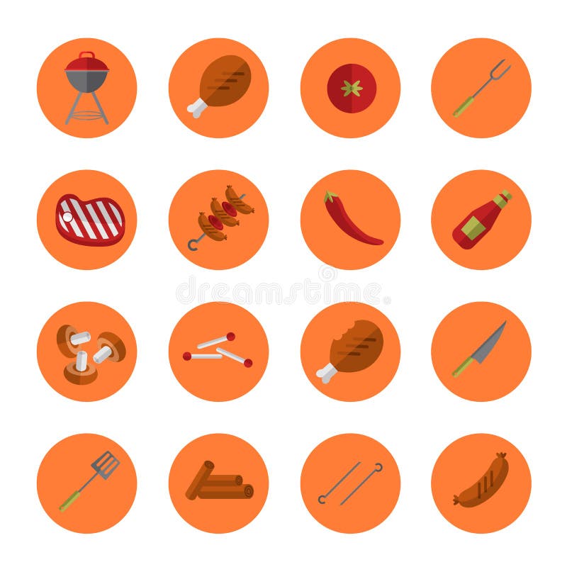 Barbecue Round Elements Flat Stock Illustrations – 110 Barbecue Round ...