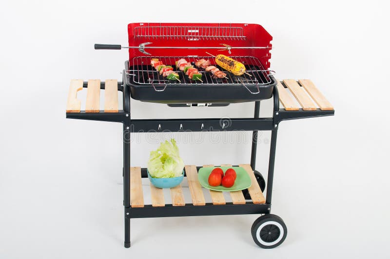 Barbecue Grill on White Background Stock Photo - Image of fire, dinner ...