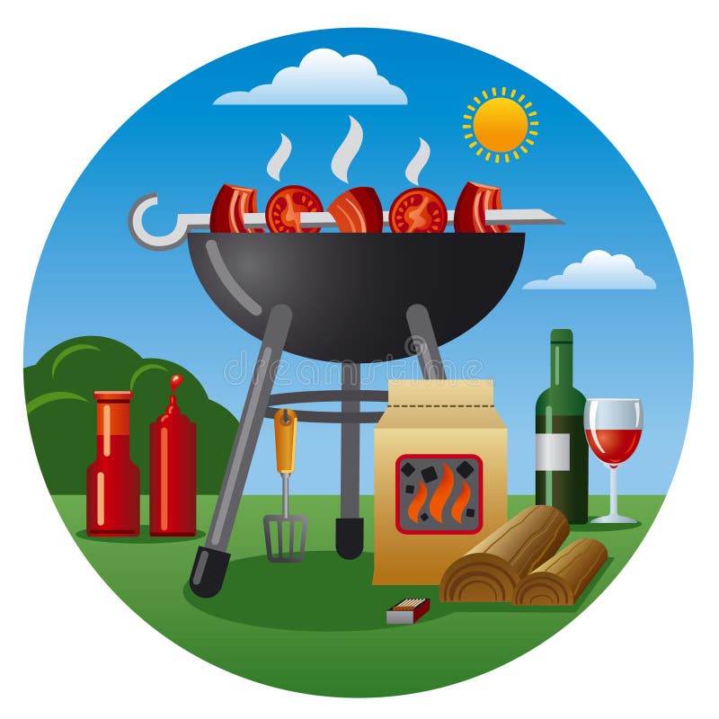 BBQ Party stock vector. Illustration of cola, retro, barbecue - 10251323