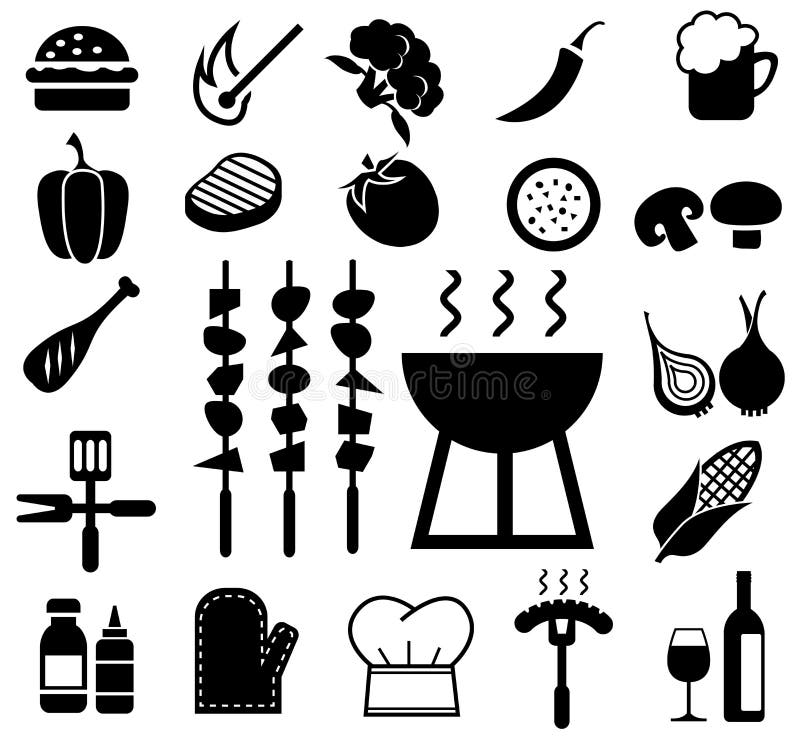 Barbecue icon set stock vector. Illustration of party - 96656921