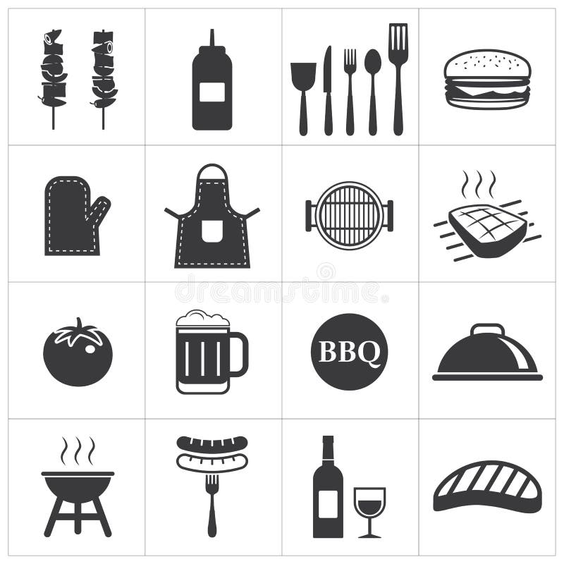 Vector Set of Barbecue and Grill Elements Stock Vector - Illustration ...