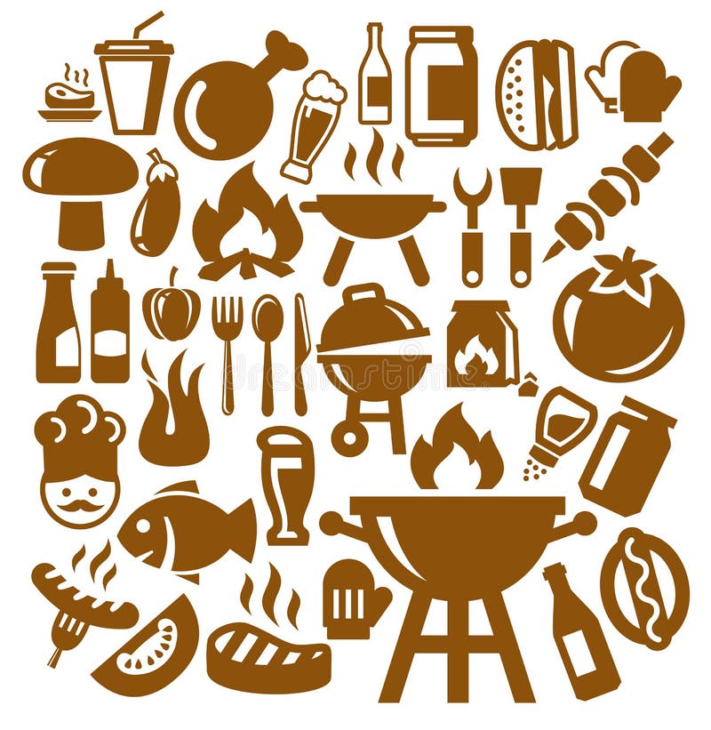 Bbq grill icons set stock vector. Illustration of mobile - 40679165