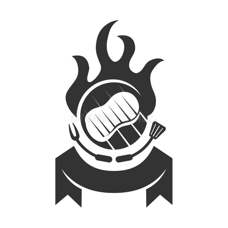 Barbecue Logo with Bbq Logotype and Fire Concept in Combination with ...