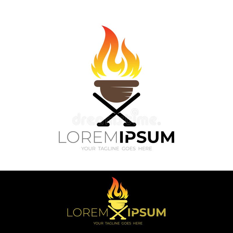 Barbecue Logo and Fire Design Combination, Flame Icons Stock Vector ...