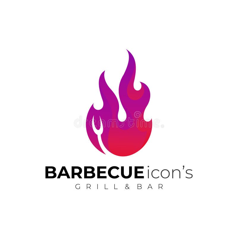 Barbecue Logo with Fire Design Combination, Restaurant Icon Stock ...