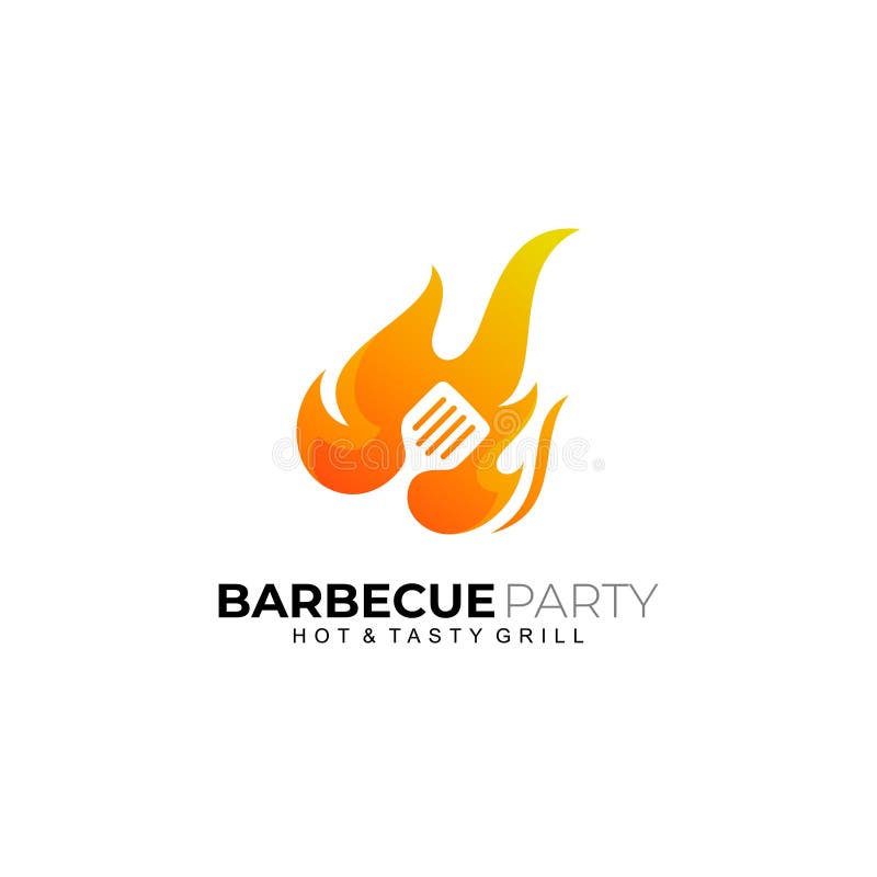 Barbecue Logo with Fire Design Vector, Fire and Spatula Stock Vector ...