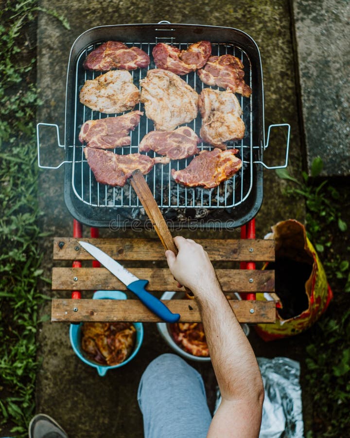 Barbecue Making with the Fire Stock Image - Image of sitting, food ...