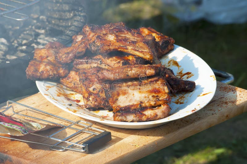 Barbecue meat stock image. Image of fried, maso, meat - 72800851
