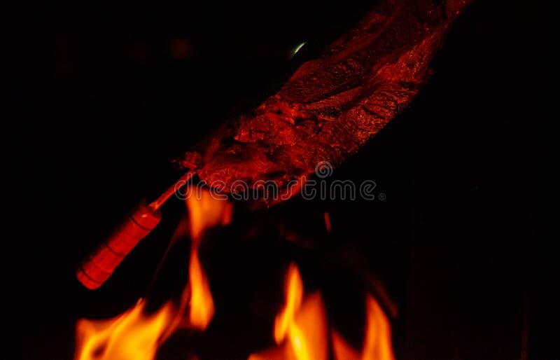 Barbecue, Meat Roasting on Fire Stock Photo - Image of bantam ...