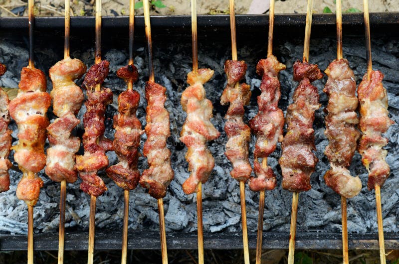 Barbecue stock image. Image of stick, roast, smoke, pork - 72278809