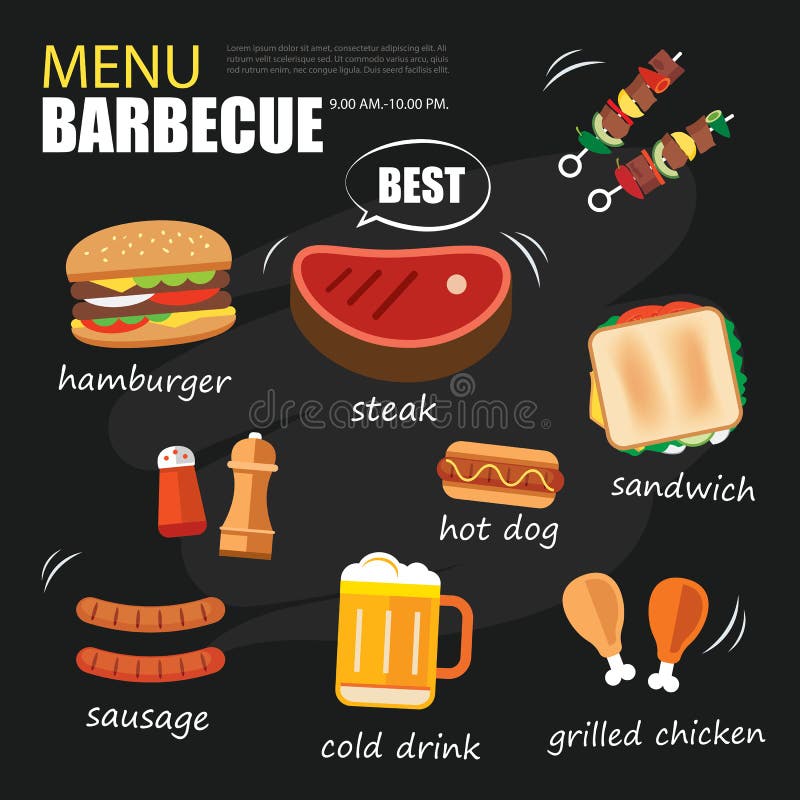 Barbecue Menu Party. BBQ Invitation Template Menu Design Stock Vector ...