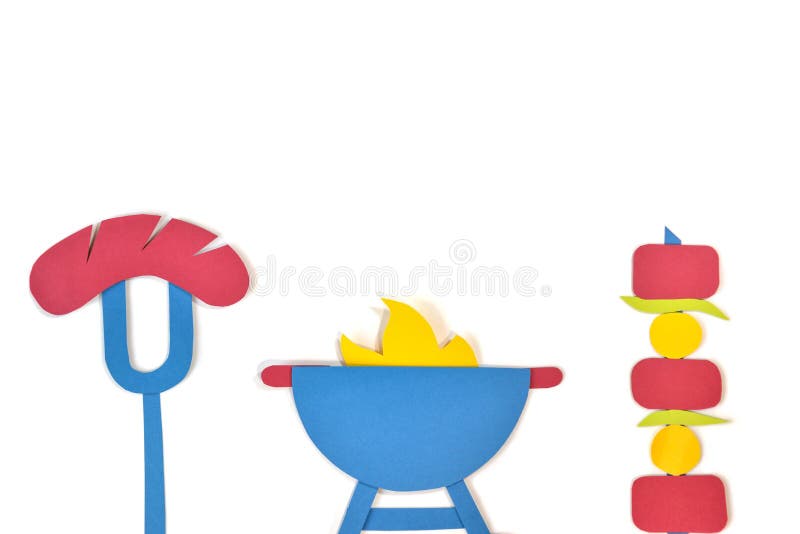 Barbecue Paper Cut on White Background Stock Illustration ...