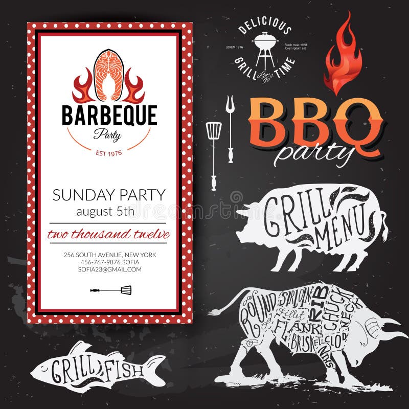 Barbecue Party Invitation. BBQ Brochure Menu Design. Stock Vector ...