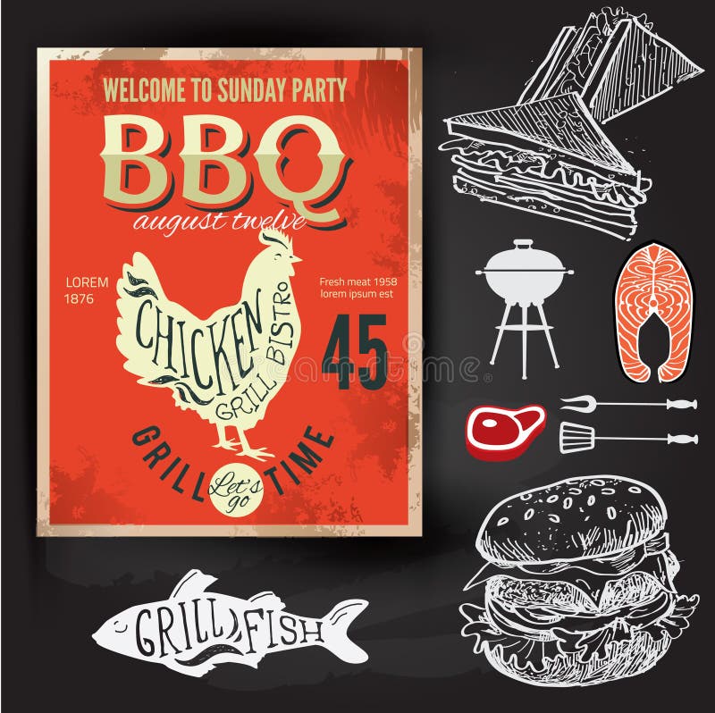 Barbecue Party Invitation. BBQ Brochure Menu Design Stock Vector ...
