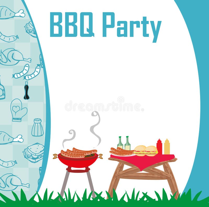 Barbecue Party Menu Card Invitation Stock Vector - Illustration of ...