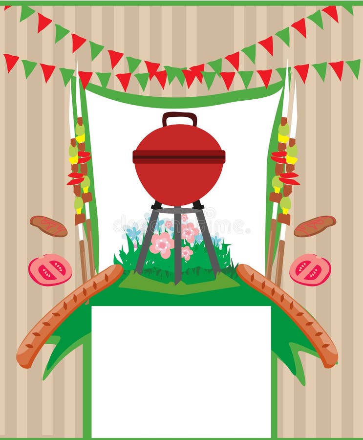 Barbecue Party Menu Card Invitation Stock Vector - Illustration of food ...