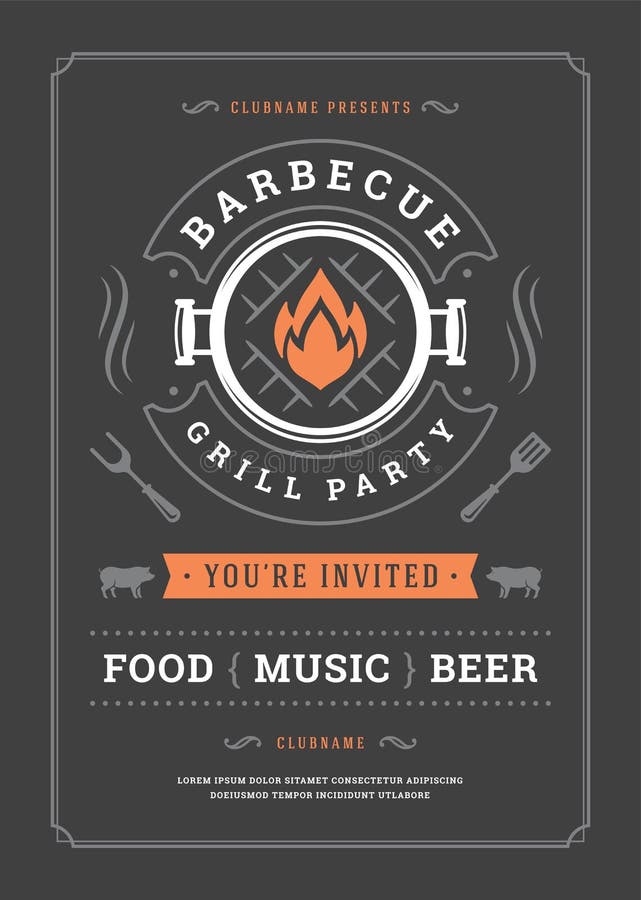 Barbecue Party Vector Flyer or Poster Design Template Stock Vector ...