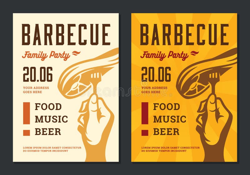Barbecue Party Vector Flyer or Poster Design Template Stock Vector ...