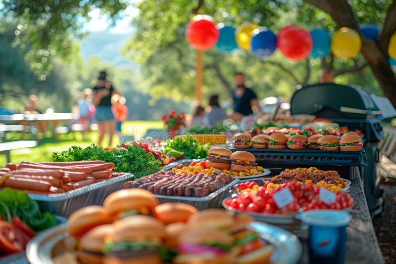 Barbecue Picnic in a Park on Labor Day Stock Illustration ...