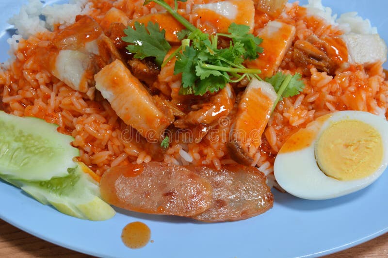 Barbecue Pork Dressing Sweet Red Sauce on Rice Stock Image - Image of ...
