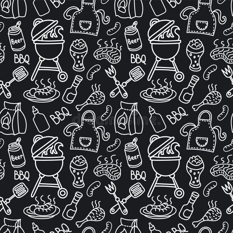 Barbecue seamless pattern stock vector. Illustration of vector - 147999535