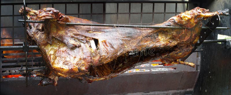 Barbecue sheep stock image. Image of campfire, cook, crispy - 73798559