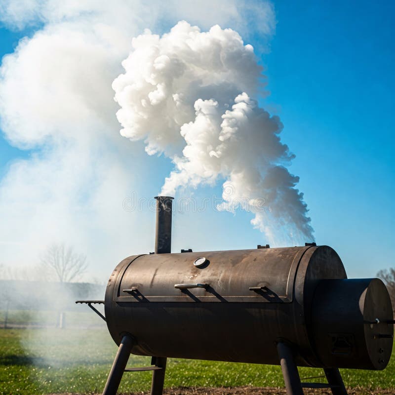 Barbecue Smoker with Lots of Smoke Outdoors Stock Illustration ...