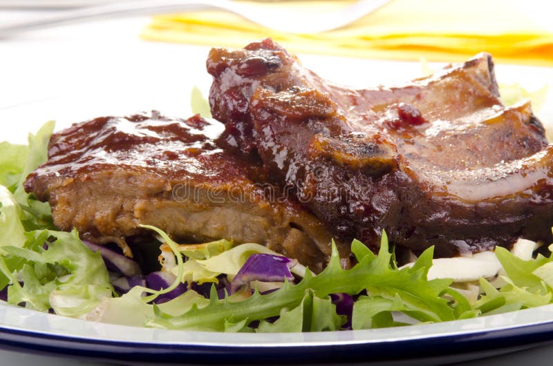 Barbecue Spare Ribs on a Plate Stock Image - Image of ribs, barbecue ...