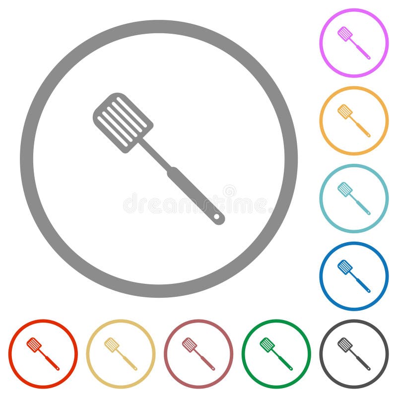 Barbecue Spatula Solid Flat Icons with Outlines Stock Vector - Illustration of lunch, roasted ...