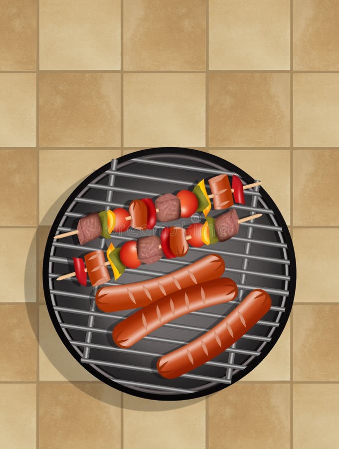 Barbecue view from above stock illustration. Illustration of grilled ...