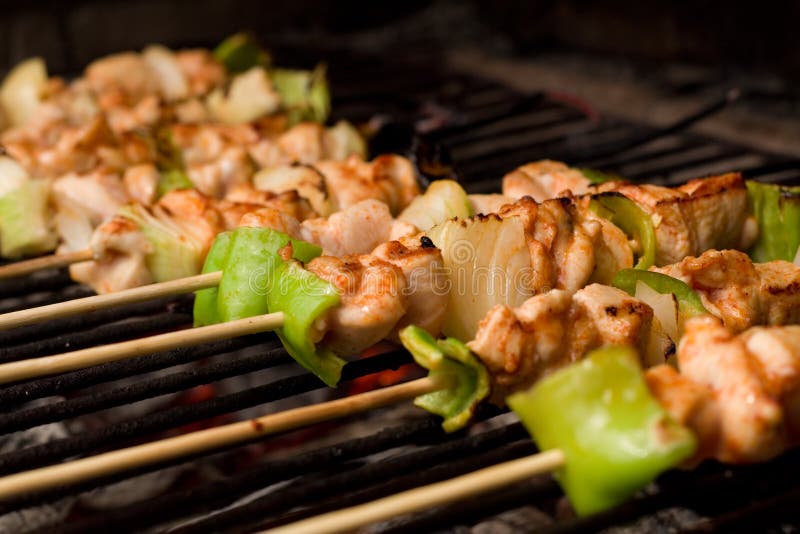 Barbecue on wooden sticks stock image. Image of living - 3597637