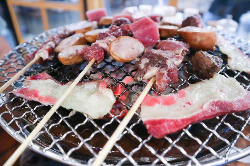 Barbecued Beef or Grilled Beef on the Broiler Stock Photo - Image of ...