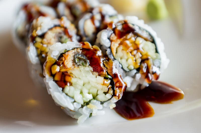 Eel Cucumber Sushi Roll stock image. Image of cucumber - 123855791