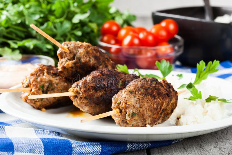 Kofta with Rice, Lebanese Food. Stock Photo - Image of rice, food: 15649514