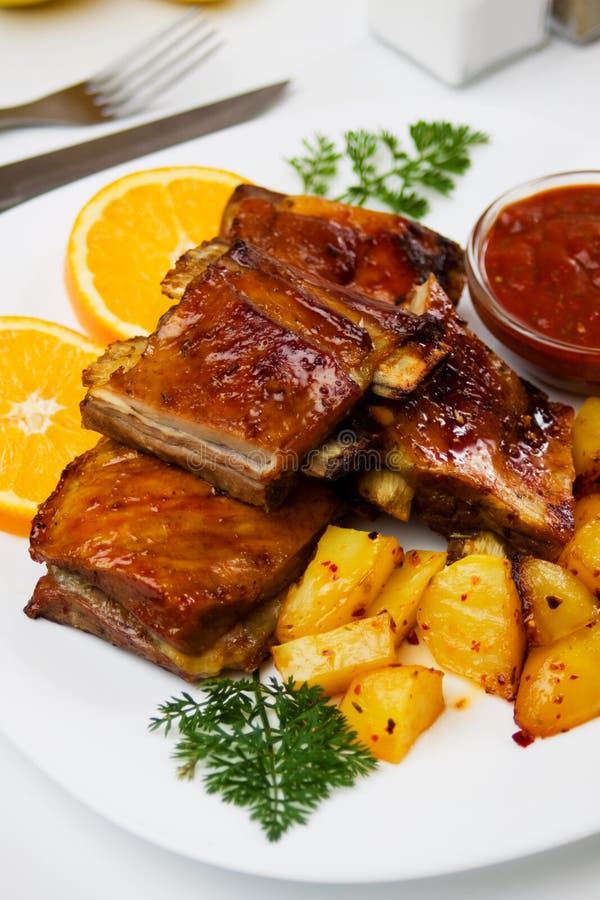 Barbecued pork ribs stock photo. Image of prepared, food - 17686052