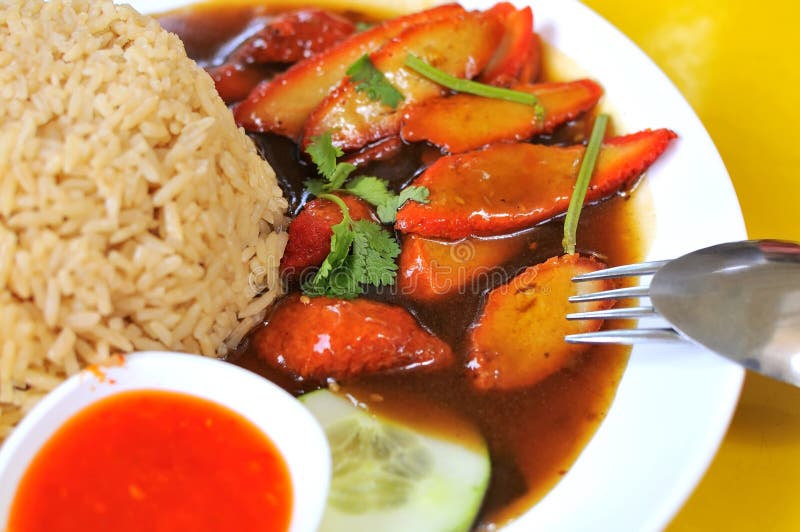 Barbecued pork rice stock photo. Image of pork, restaurant - 16229634