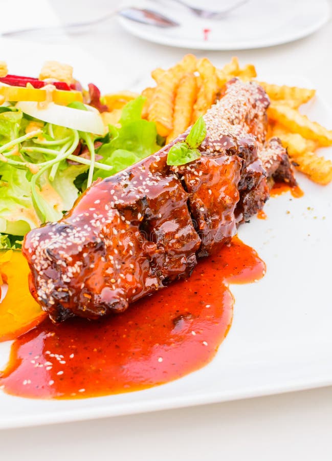 Barbecued pork spare ribs stock image. Image of meat - 49078031