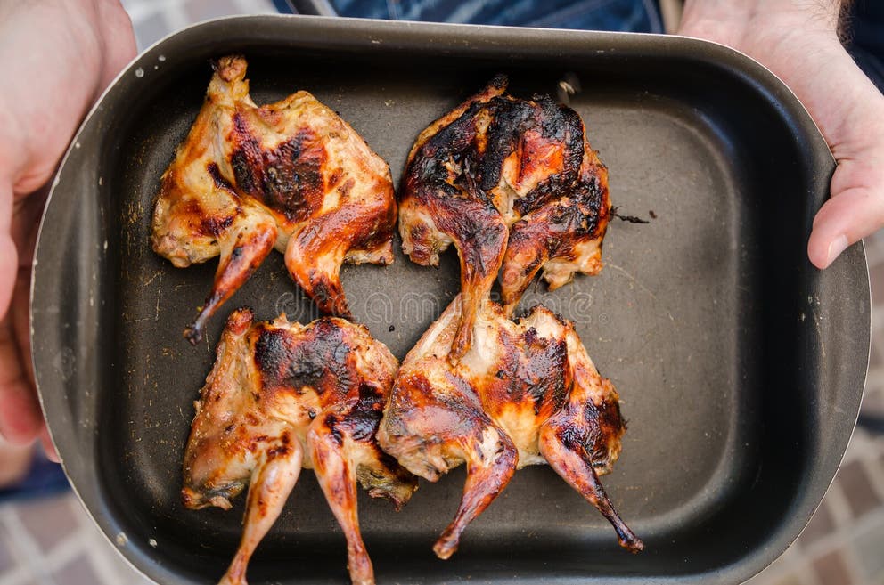 Barbecued quails stock photo. Image of skewers, barbecued - 43090956