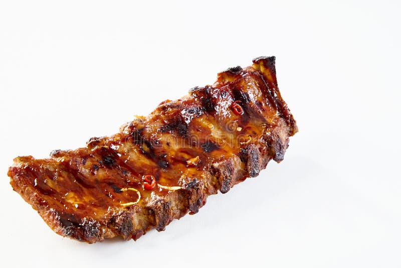 Barbecued Sticky Spare Ribs with Copy Space Stock Photo - Image of ...