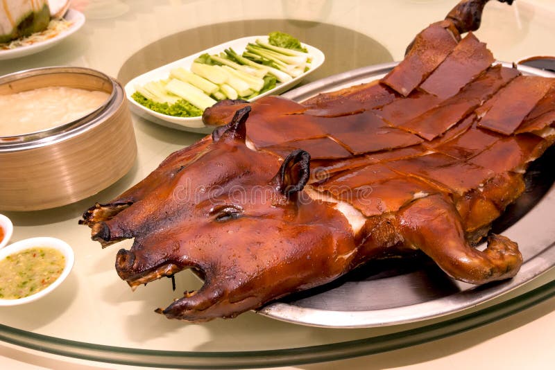 Barbecued Suckling Pig in Restaurant Stock Image - Image of barbecued ...