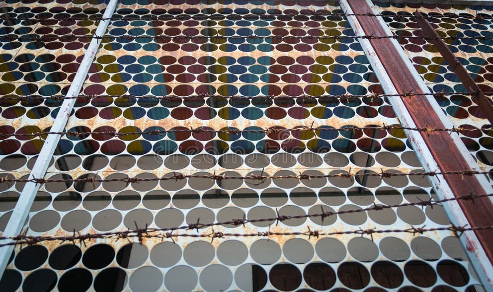 Barbed fire on a wall stock photo. Image of wire, borders - 40389822