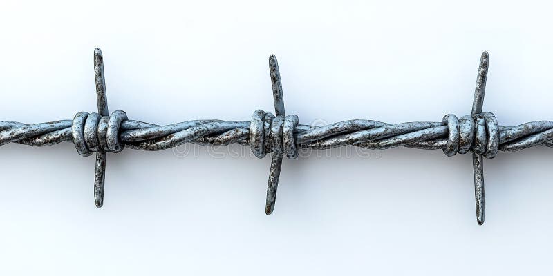 Barbed Wire Against a Neutral Background Highlighting Its Sharp Ends ...