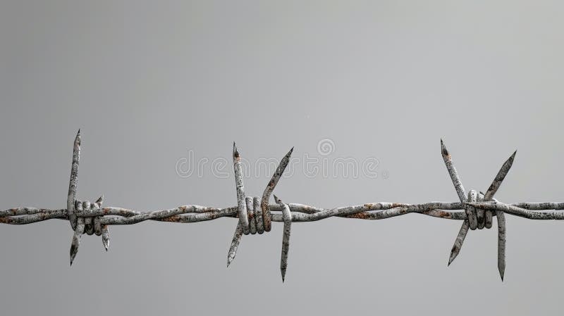 Barbed Wire Against a Neutral Gray Background, Evoking Feelings of ...