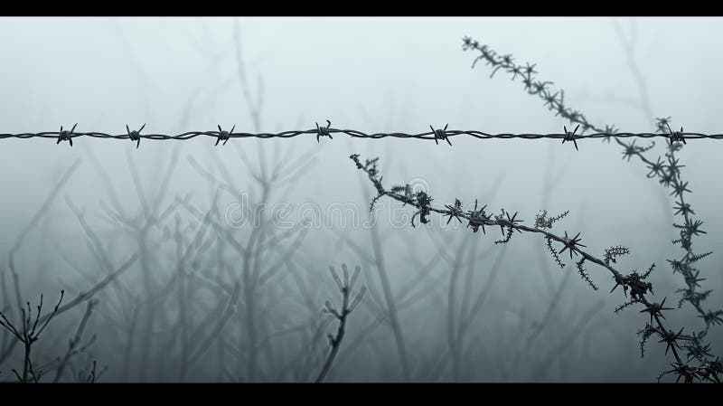 Barbed Wire Against a Neutral Gray Background, Evoking Feelings of ...