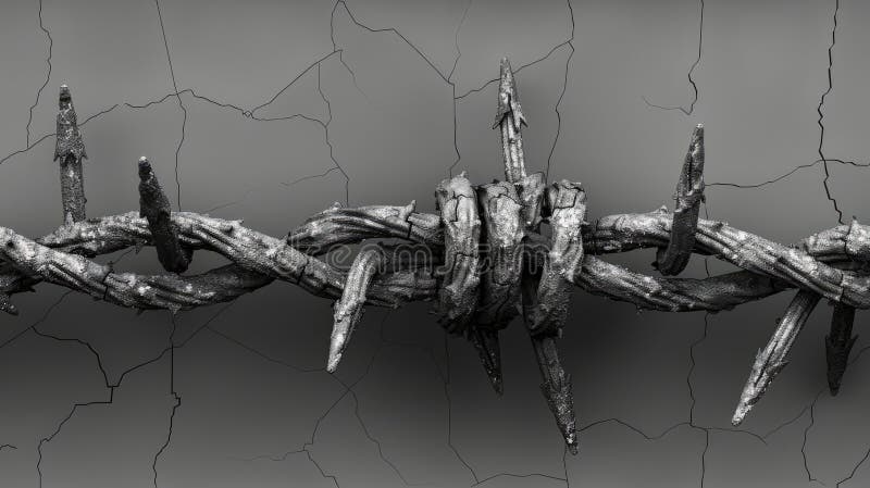 Barbed Wire Against a Neutral Gray Background, Evoking Feelings of ...