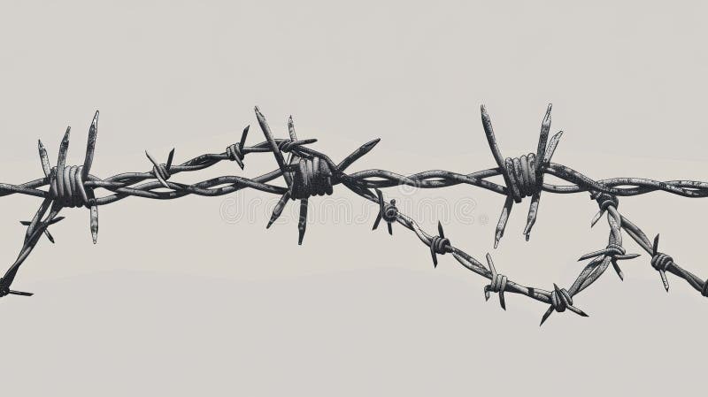 Barbed Wire Against a Neutral Gray Background, Evoking Feelings of ...