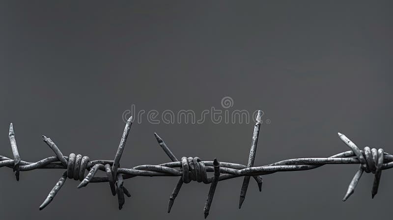 Barbed Wire Against a Neutral Gray Background, Evoking Feelings of ...