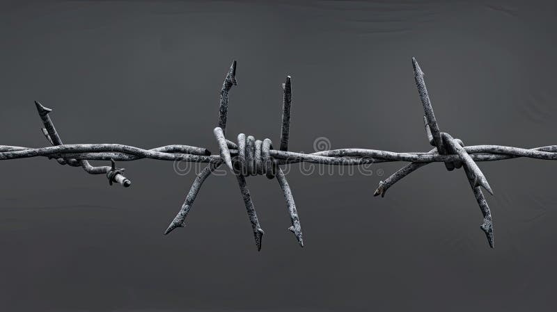 Barbed Wire Against a Neutral Gray Background, Evoking Feelings of ...