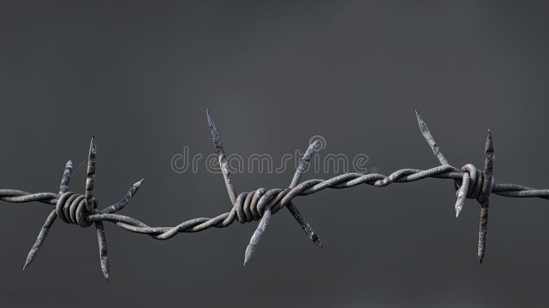Barbed Wire Against a Neutral Gray Background, Evoking Feelings of ...