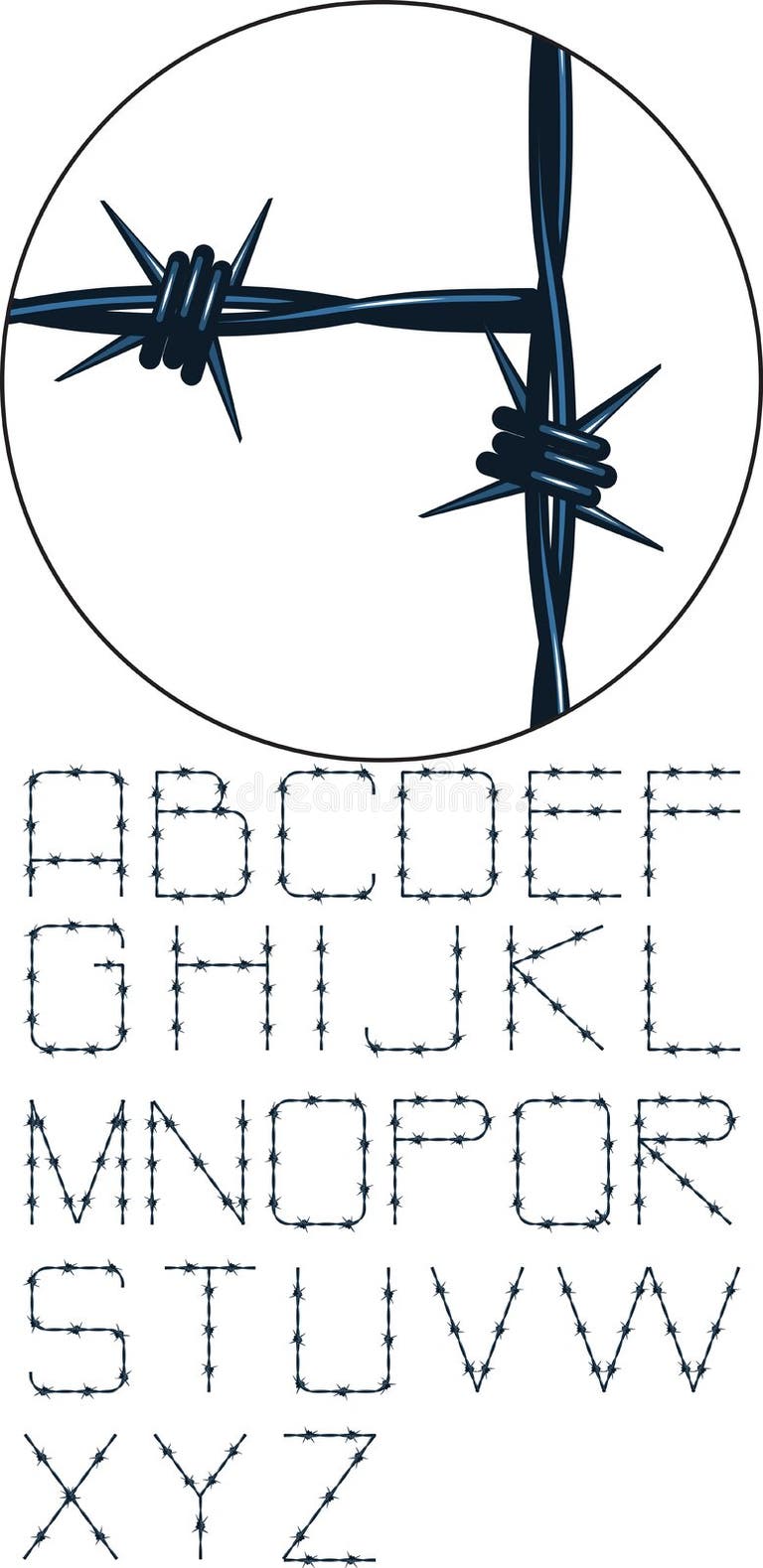 Barbed Wire Alphabet Stock Illustrations – 130 Barbed Wire Alphabet ...